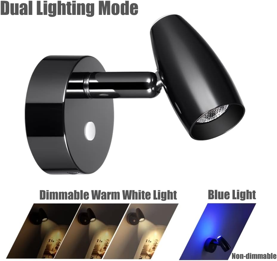 Obeaming 12V RV Reading Light Swivel Spotlight Gloss Black